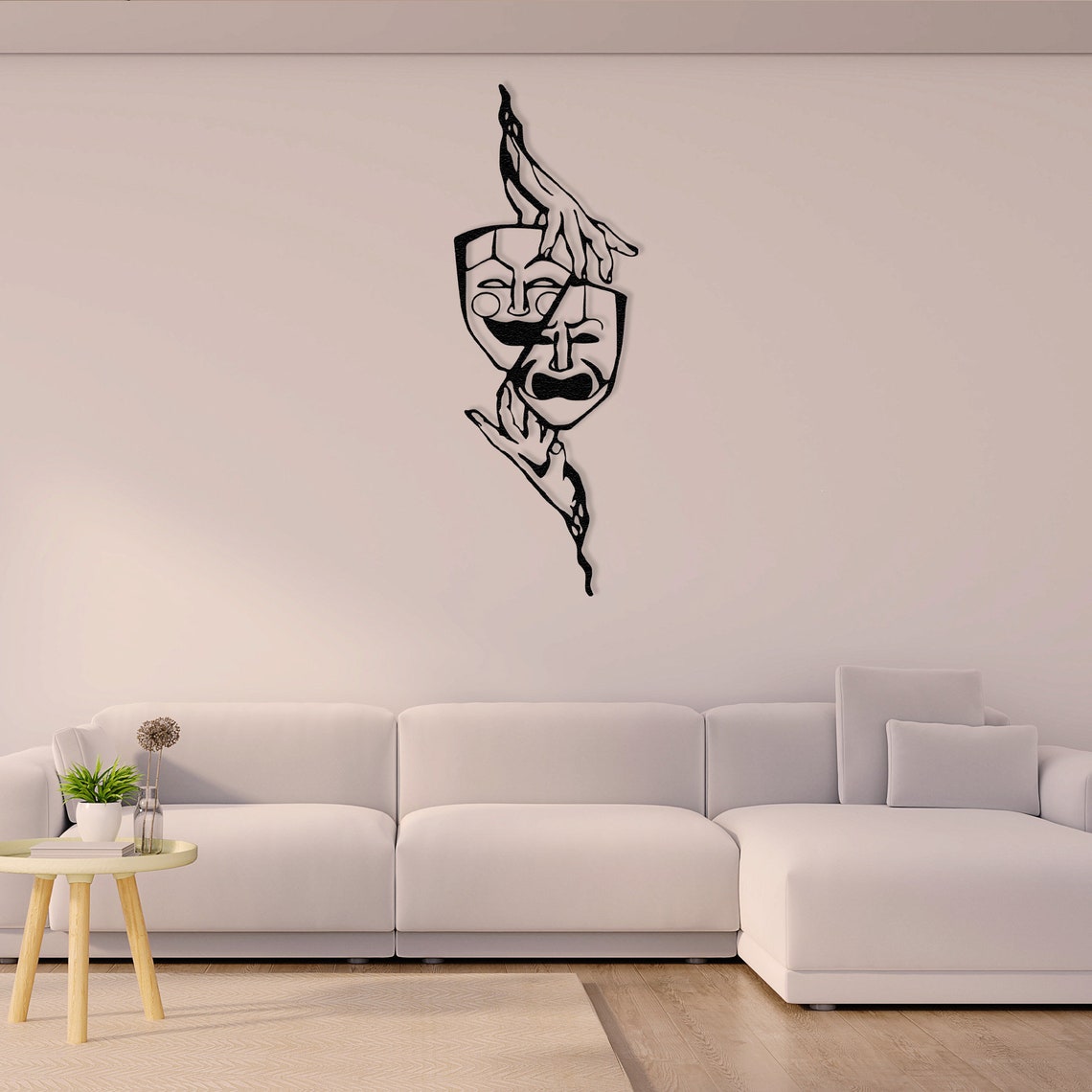 Dual Mask Art Theater Metal Wall Art Masks Laugh Cry Decor Drama Masks ...