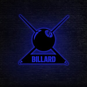 Billiard Room Wall Art Personalized LED Signs Billiard Cue Sign ...