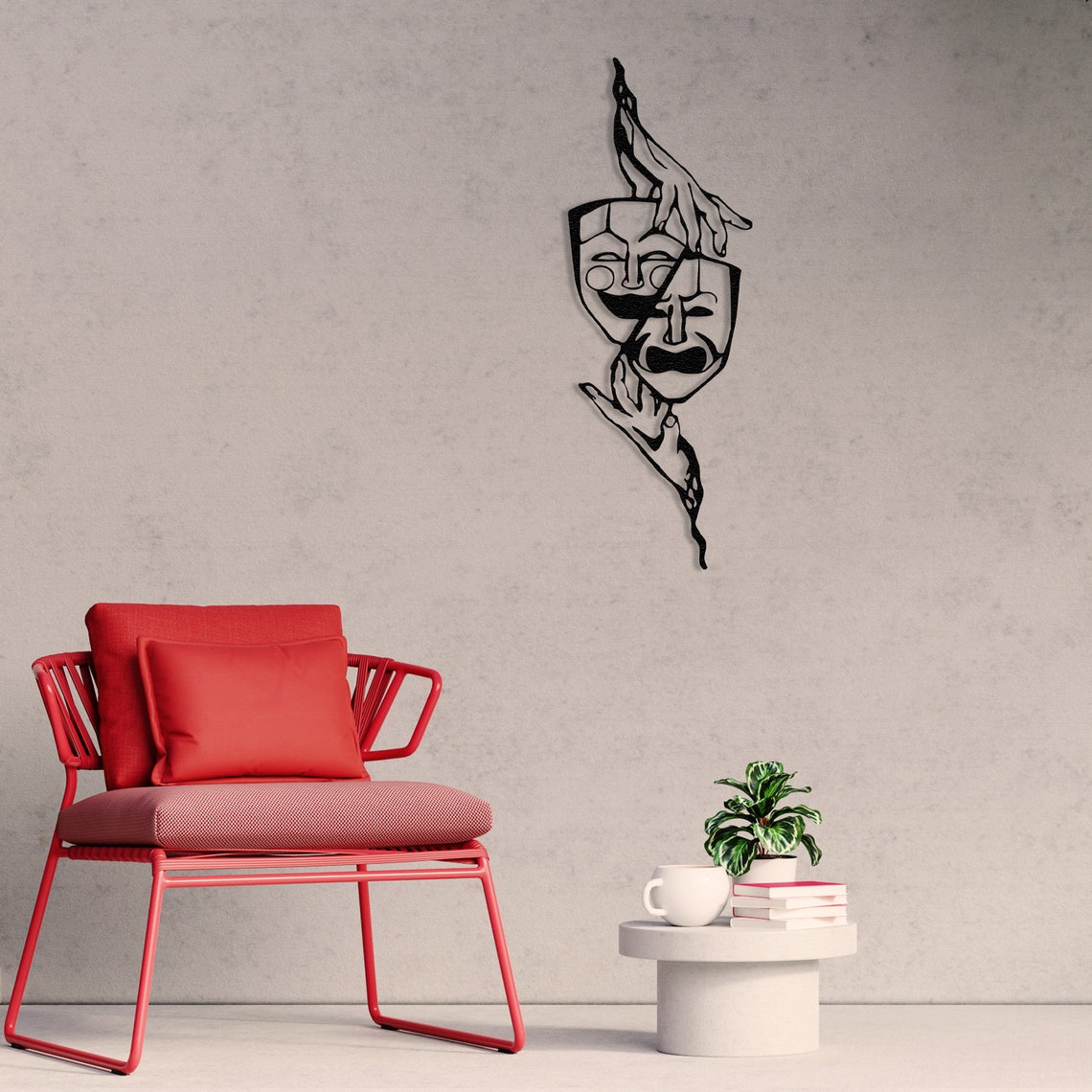Dual Mask Art Theater Metal Wall Art Masks Laugh Cry Decor Drama Masks ...