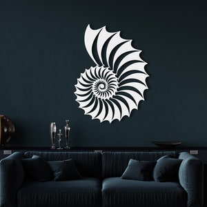 Large Sea Snail Decoration Big Seashell Decor Golden Ratio Metal Wall ...