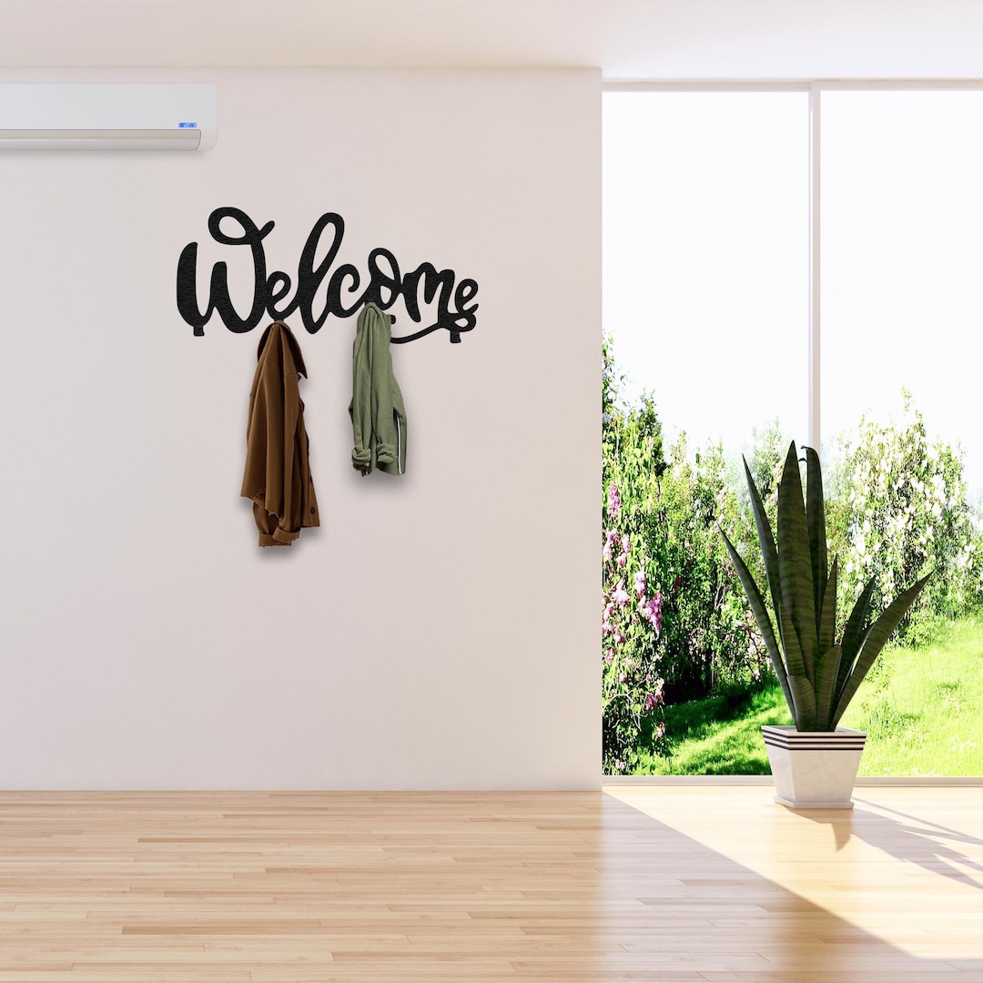 Welcome Sign Metal Coat Rack Welcome Home Art Clothing Rack Coat Hanger ...