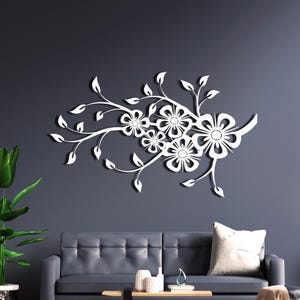 Spring Fruit Flowers Wall Art Metal Wall Decor Floral Decor Flower Art ...