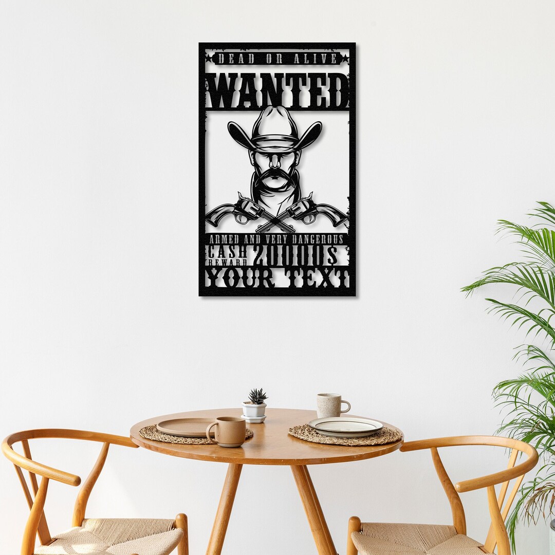 Custom Cowboy Wanted Decor Metal Wall Art Funny Metal Sign Personalize ...