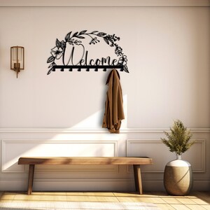 Metal Coat Rack Welcome Sign Welcome Home Art Clothing Rack Coat Hanger ...