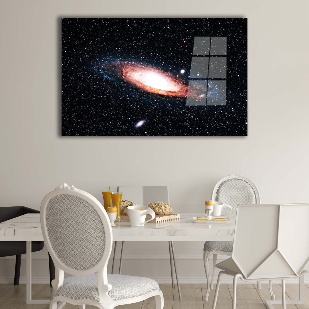 Space Decor Tempered Glass Art Modern Wall Art Glass Decor Galaxy Map ...