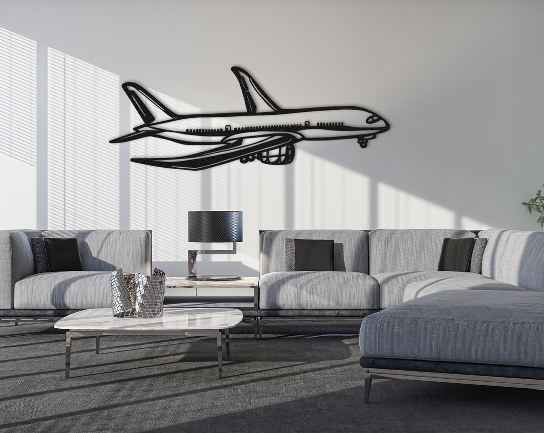 Passenger Airplane Plane Silhouette Flying Decor Metal Wall Art Plane ...