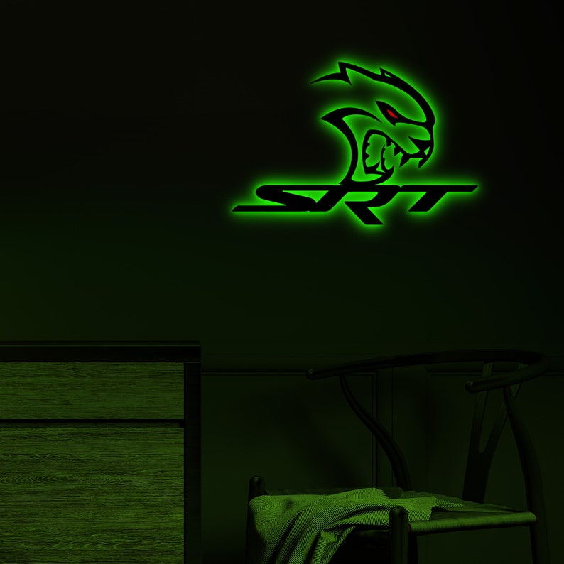 SRT Hellcat Metal Led Sign Metal Wall Art Dodge Challanger Car Decor ...