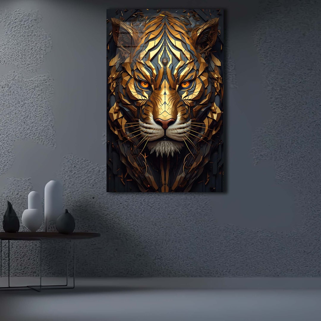 Tiger Tempered Glass Wall Art Digital Art Wall Hangins Animal Decor Wild Animal Decor Tiger Eye ...