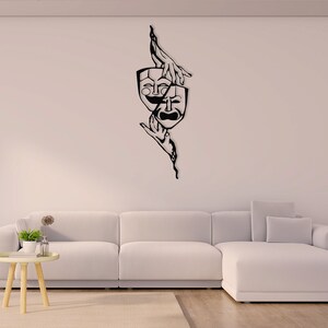 Dual Mask Art Theater Metal Wall Art Masks Laugh Cry Decor Drama Masks ...
