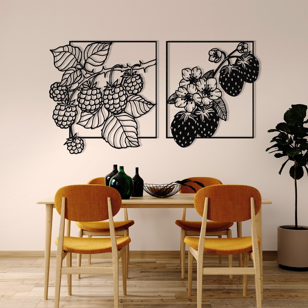 Strawberry Blackberry Decor Metal Wall Art Kitchen Decor Home Design ...