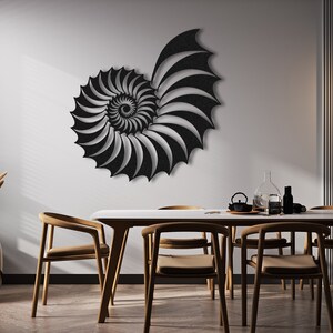 Large Sea Snail Decoration Big Seashell Decor Golden Ratio Metal Wall ...
