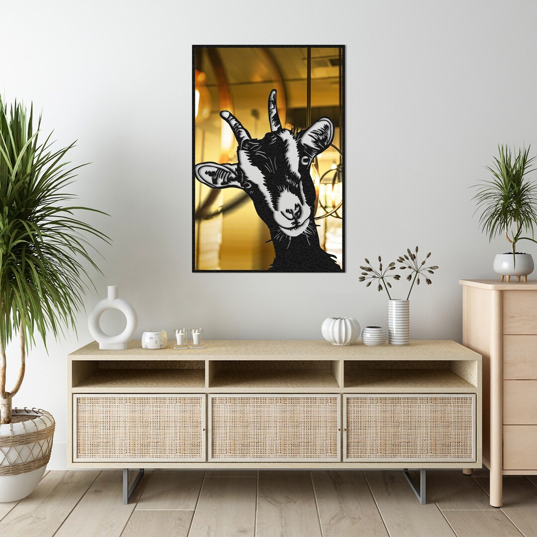 Goat Wall Decor Plexiglass Mirror Metal Wall Art Sheep Decor Farm ...