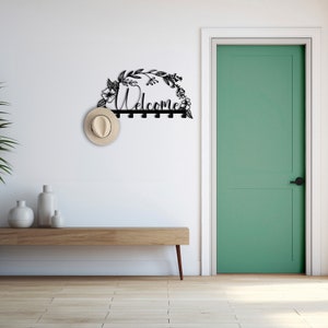 Metal Coat Rack Welcome Sign Welcome Home Art Clothing Rack Coat Hanger ...