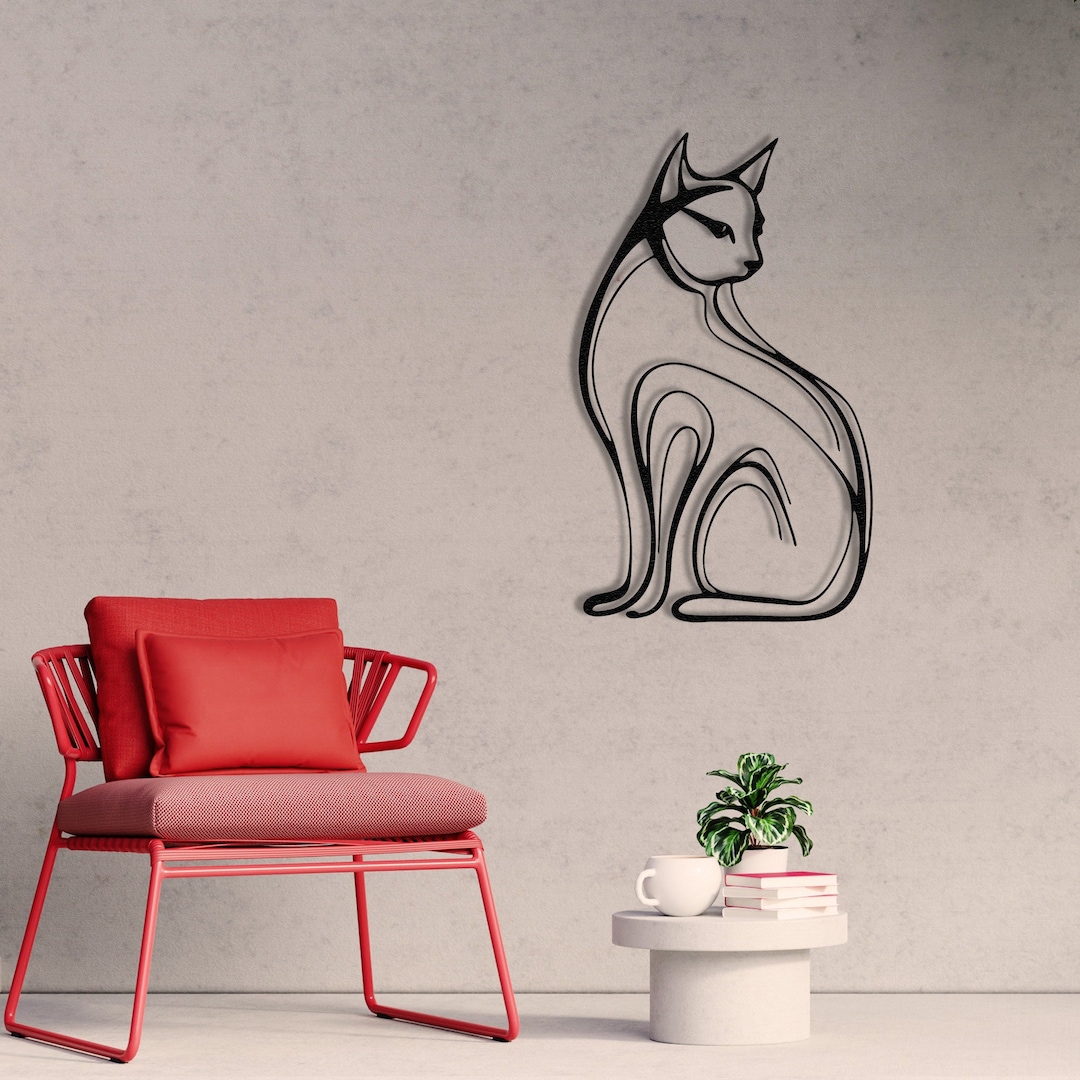 Metal Line Cat Wall Art Cats Decor Cat Lover Gift Animal Nursery Wall ...