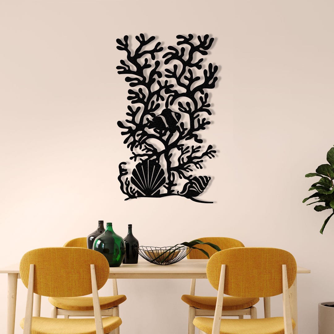 Sea Life Decor Coral Reef Decor Shells Decors Metal Wall Art Sea Moss ...