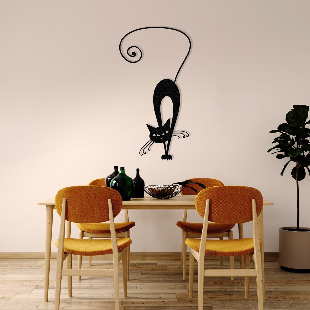 Angry Cat Metal Wall Art Line Decor Metal Wall Art Home Decor Cat Lover ...