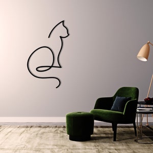 Metal Line Cat Wall Art Cats Decor Cat Lover Gift Hangings Living Room ...
