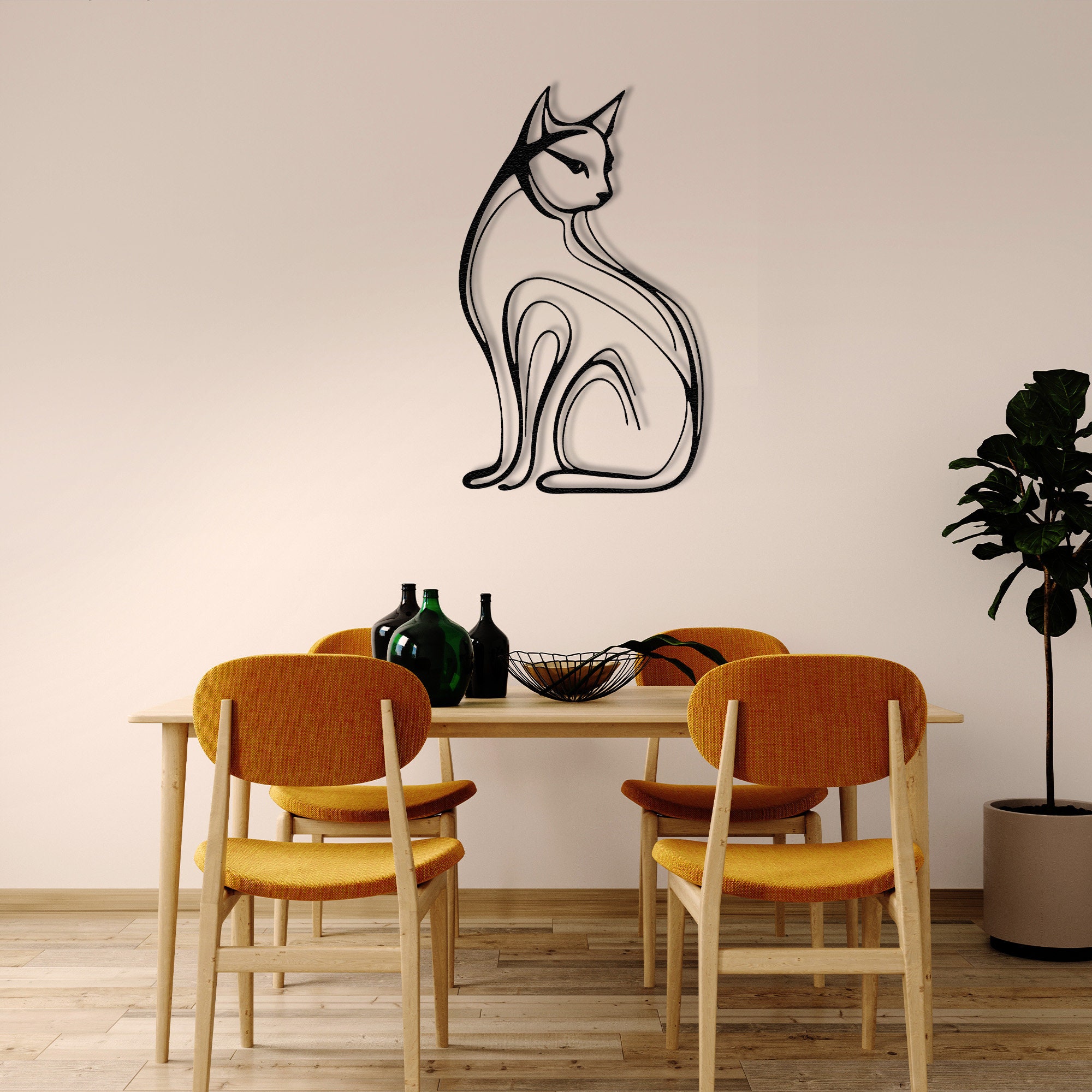 Metal Line Cat Wall Art Cats Decor Cat Lover Gift Animal Nursery Wall ...