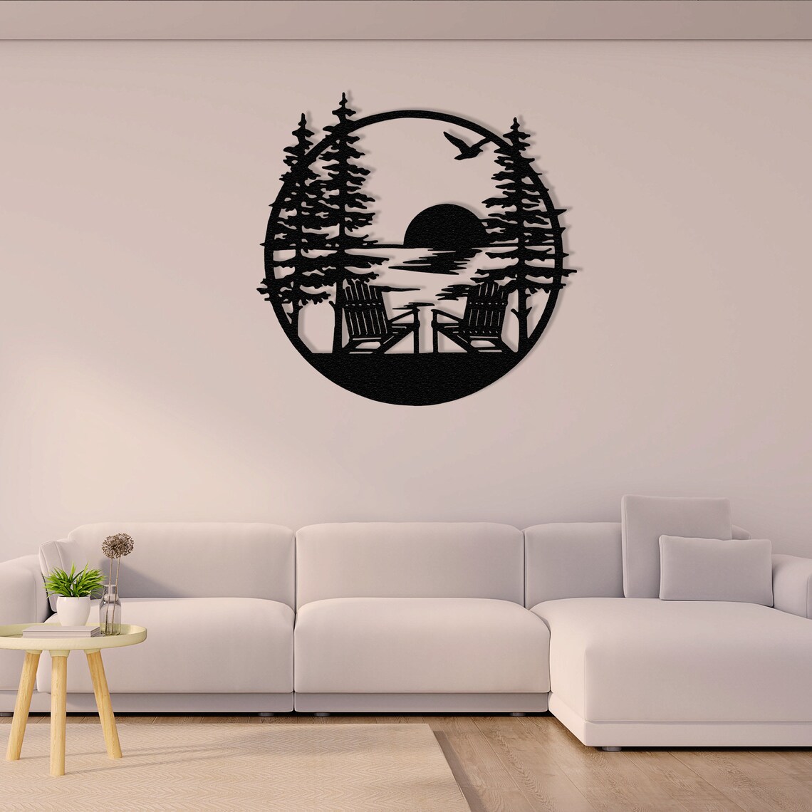 Sea Sunset Landscape Mural Wall Art Metal Tree Decor Home - Etsy