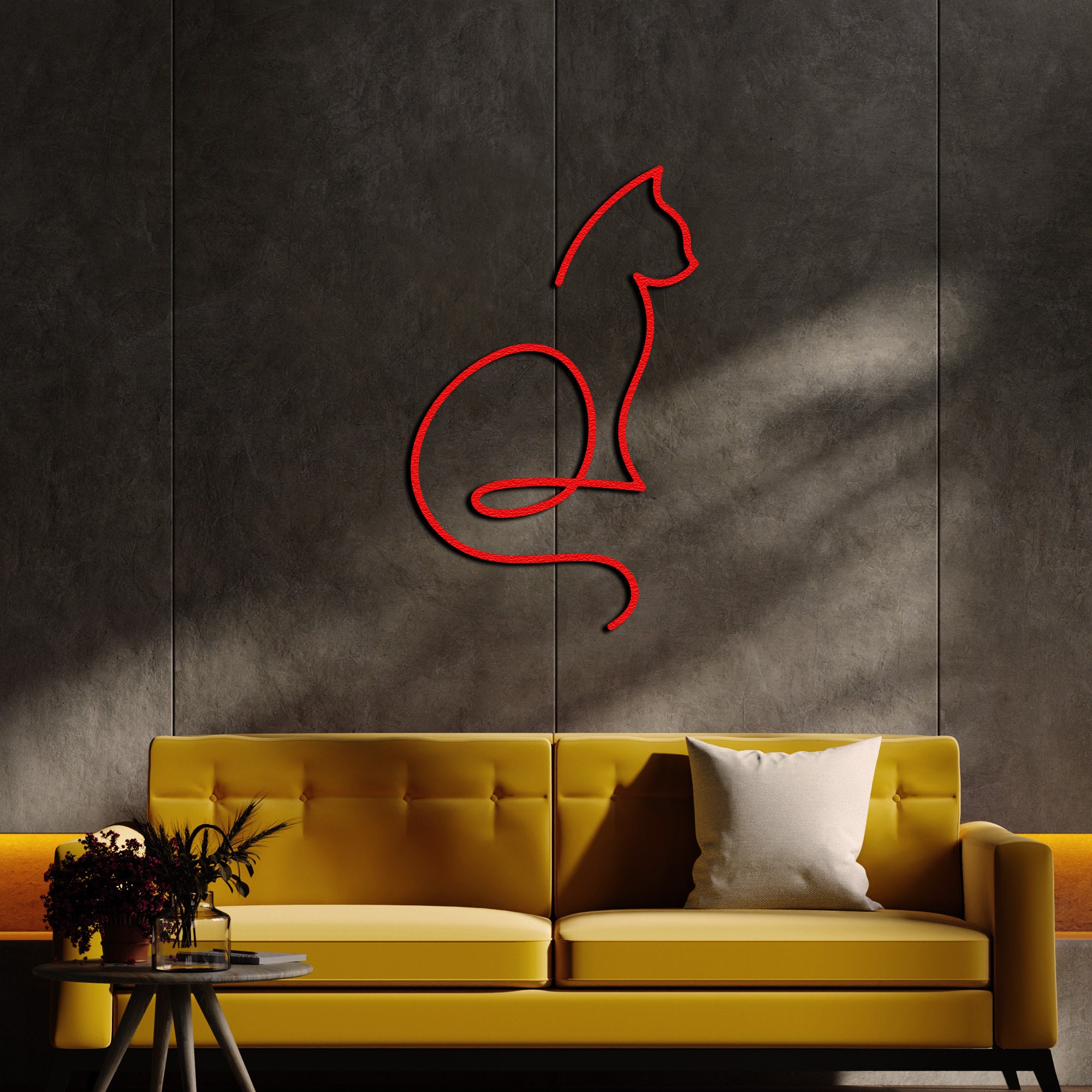 Metal Line Cat Wall Art Cats Decor Cat Lover Gift Hangings Living Room ...