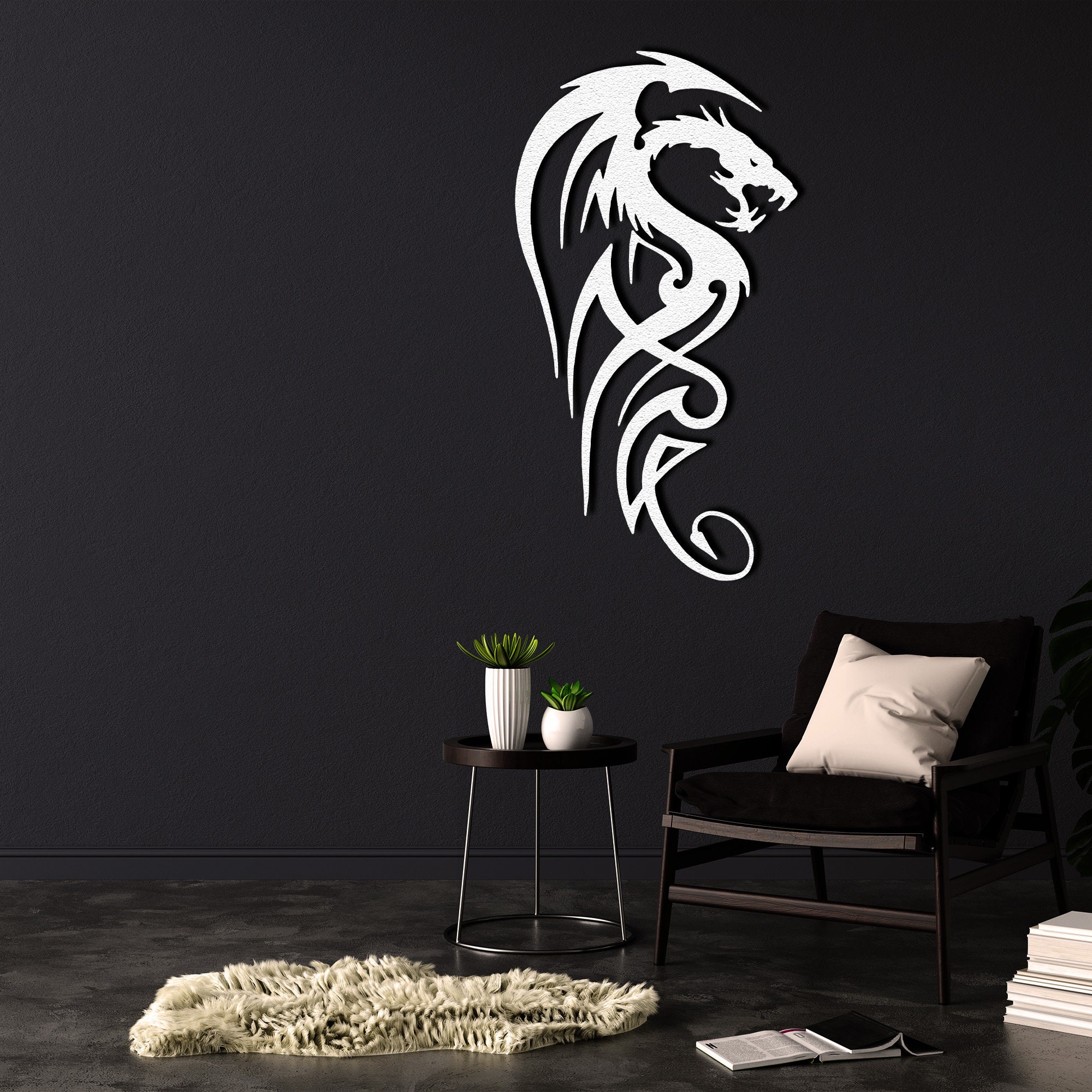 Dragon Metal Wall Art Mythologic Decor Legendary Fantasy Black Dragon ...