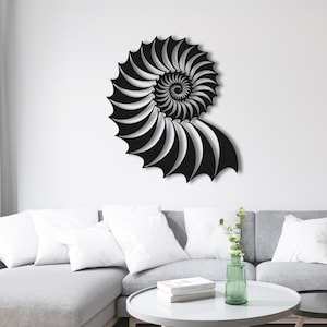 Large Sea Snail Decoration Big Seashell Decor Golden Ratio Metal Wall ...