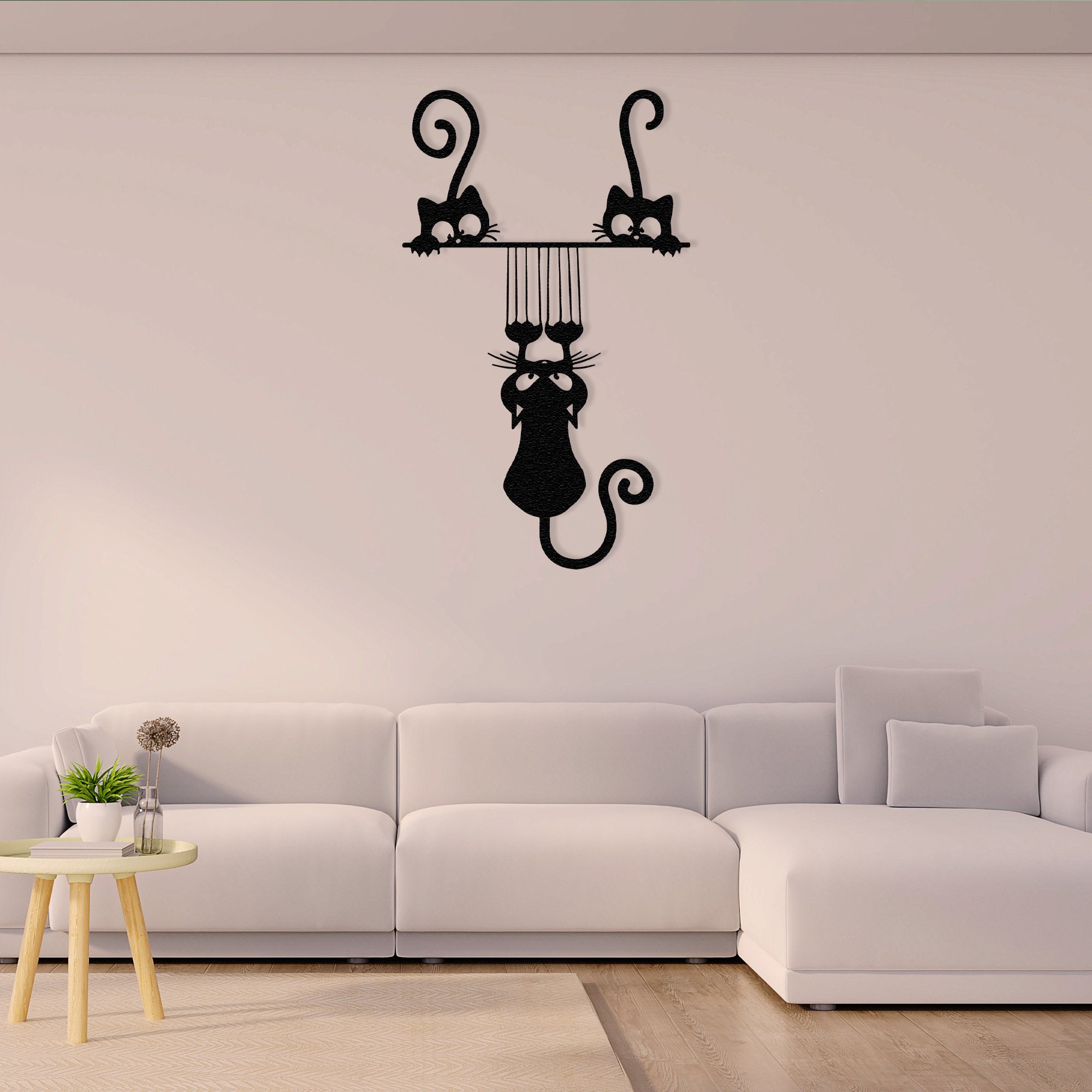 Three Cats Decor Cat Lover Gift Metal Wall Art Funny Gifts Animal ...