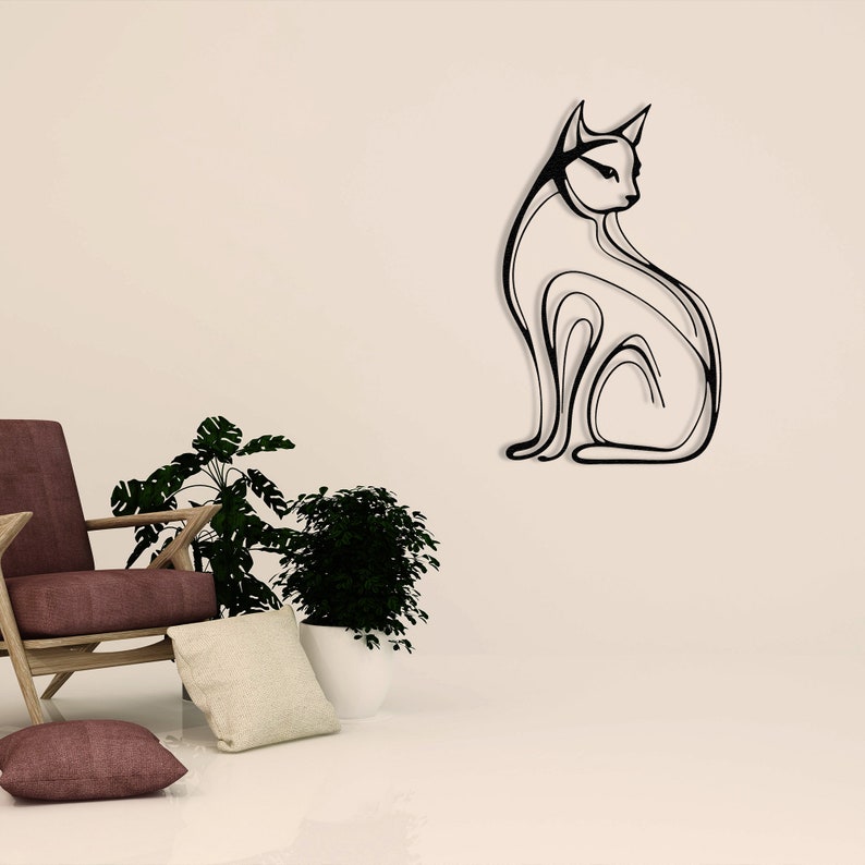 Metal Line Cat Wall Art Cats Decor Cat Lover Gift Animal Nursery Wall ...