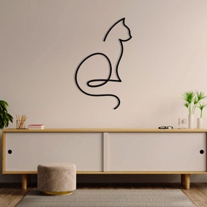 Metal Line Cat Wall Art Cats Decor Cat Lover Gift Hangings Living Room ...