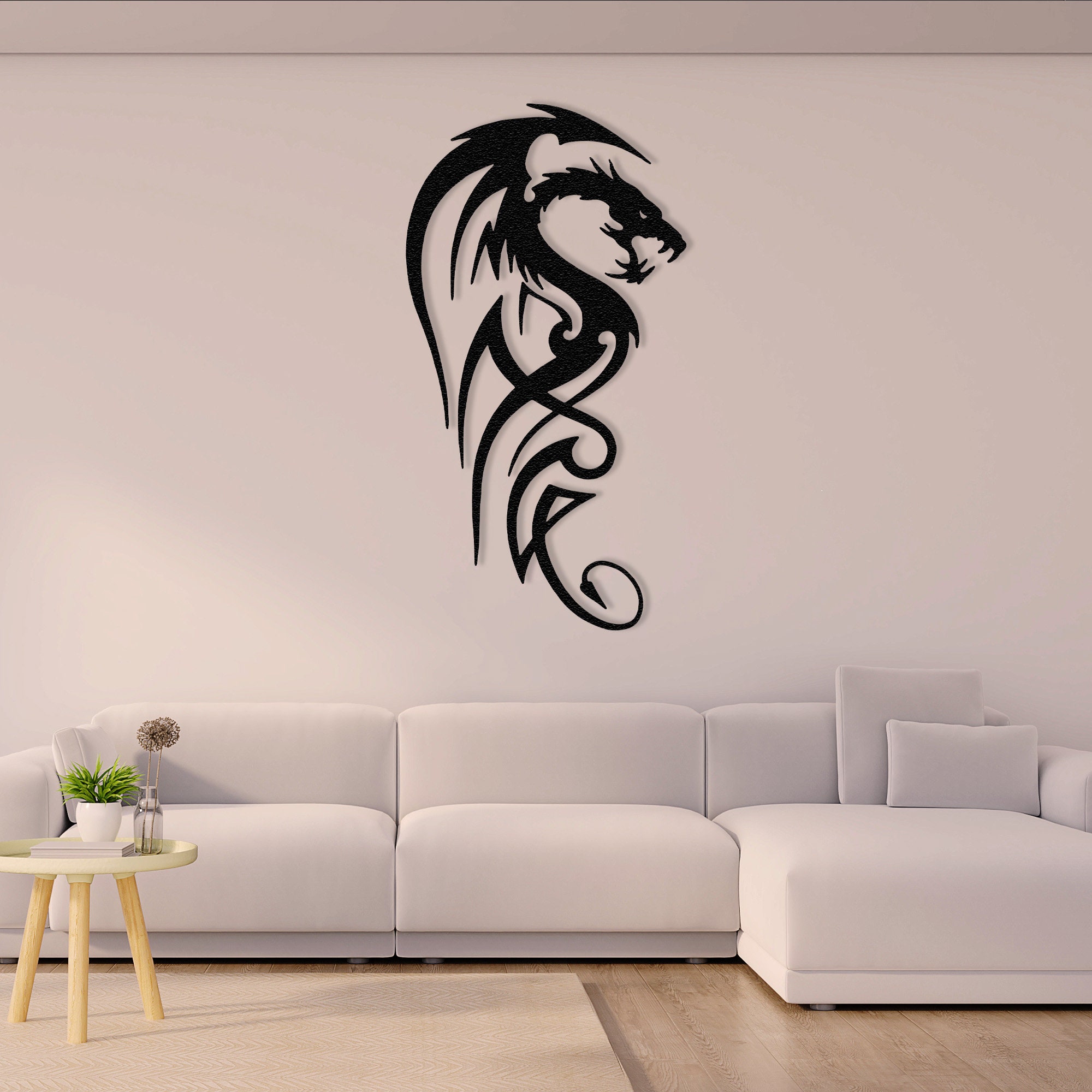 Dragon Metal Wall Art Mythologic Decor Legendary Fantasy Black Dragon ...