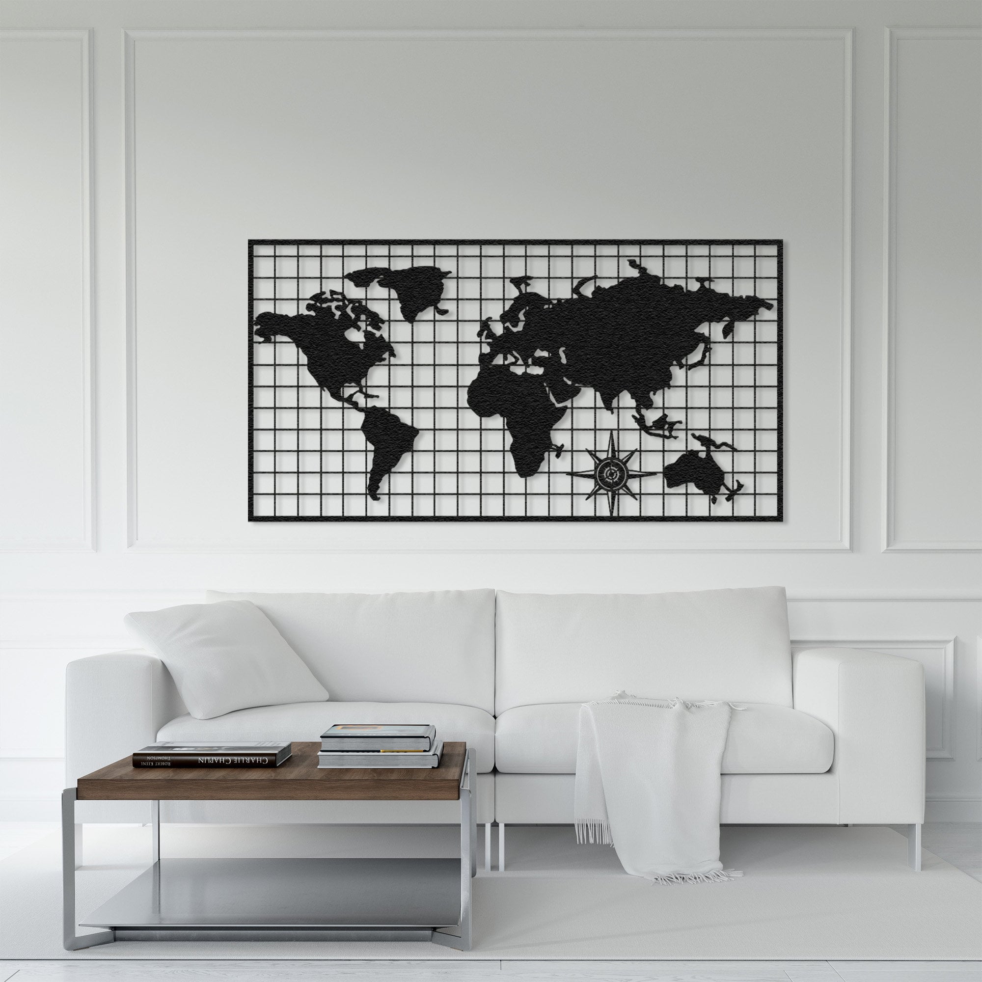 Office Organizer Metal World Map Continents Metal Wall Art Home Office ...