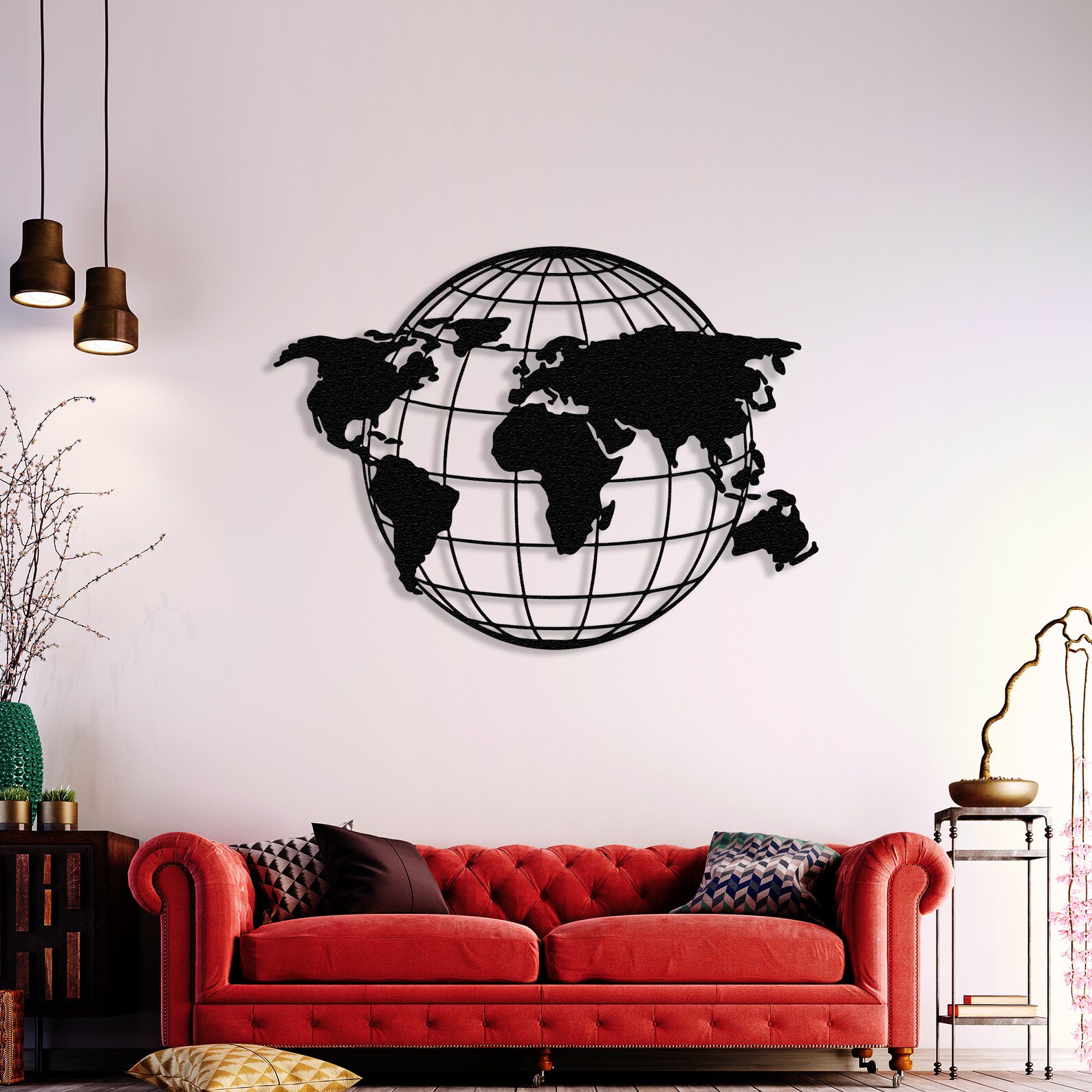 Metal World Map Continents Metal Wall Art Home Office Decoration Metal ...