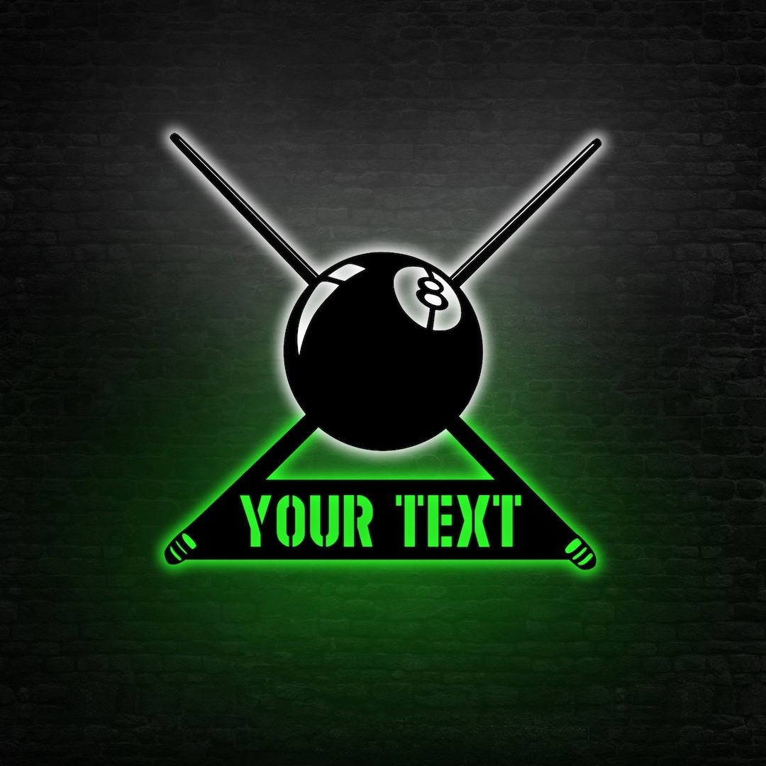Billiard Room Wall Art Personalized LED Signs Billiard Cue Sign ...