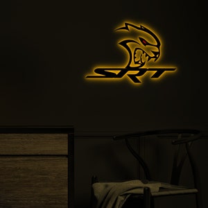 SRT Hellcat Metal Led Sign Metal Wall Art Dodge Challanger Car Decor ...