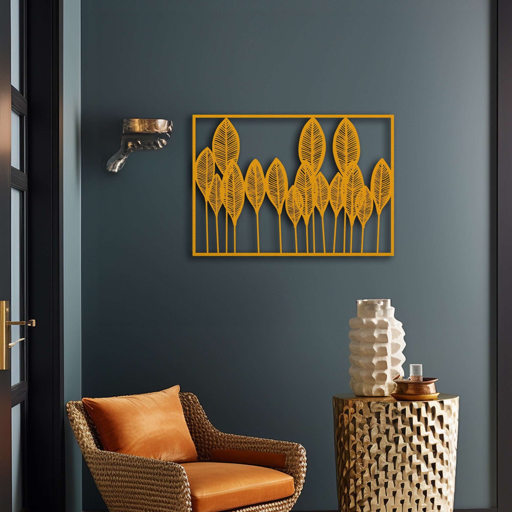 Leaves Decor Leaf Art Metal Wall Art Metal Leaf Design Modern Wall ...