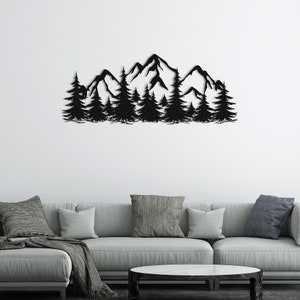 Mountain and Forest Metal Wall Art Hill Home Decoration Metal Decor ...
