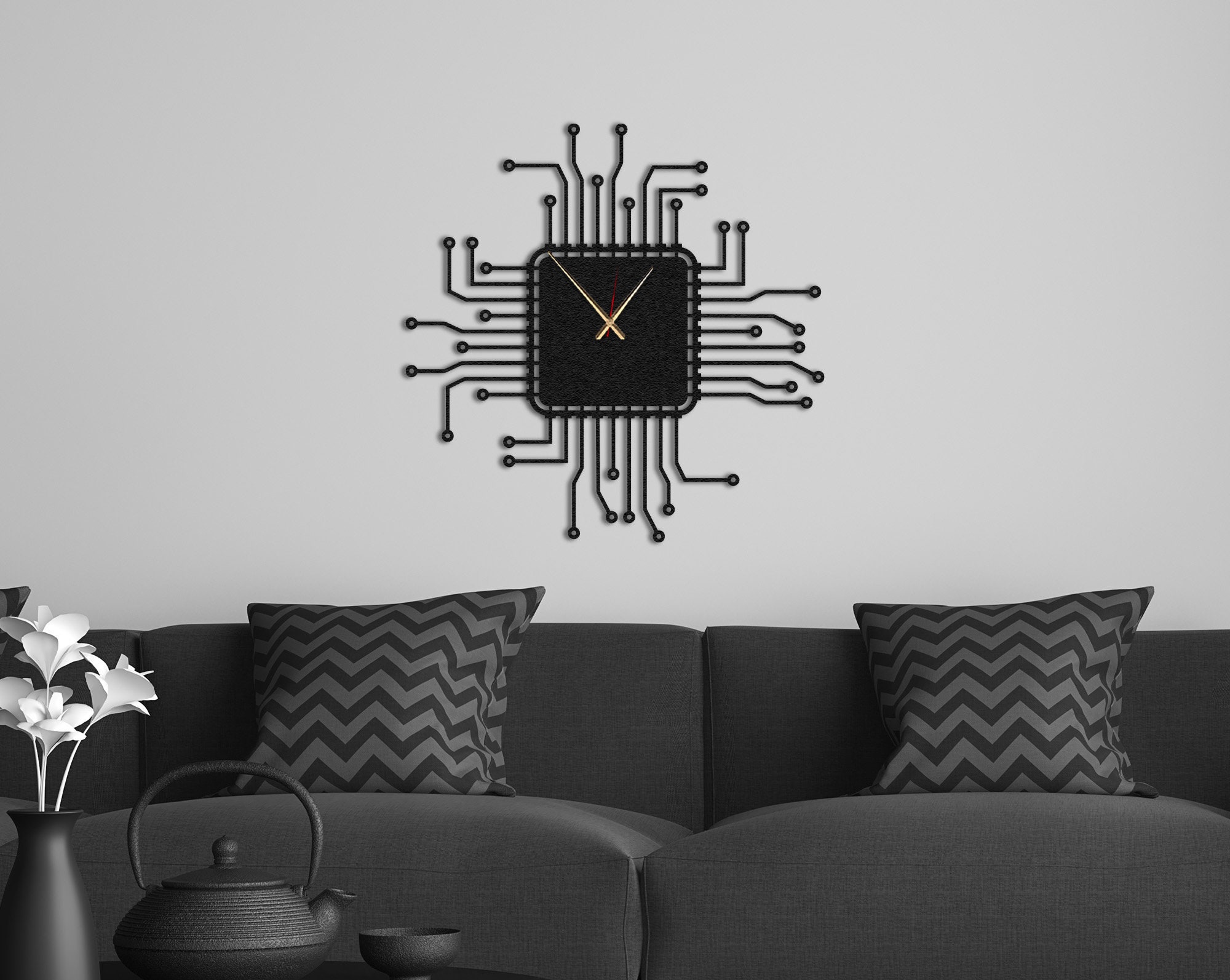 Circuit Board Digital Art Metal Wall Clock Wall Art Modern Decor ...