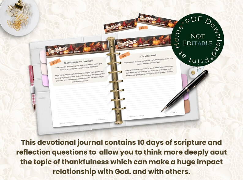 Thankfulness Printable and Fillable PDF Mini Devotional Journal, 10 ...