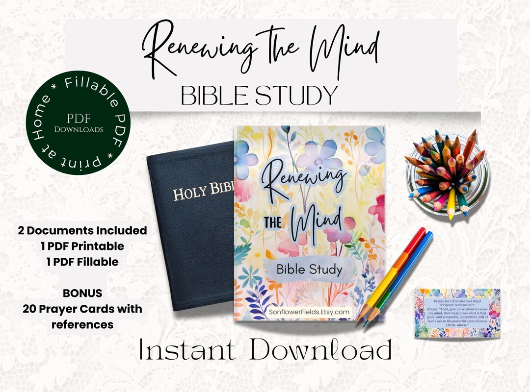 Renewing the Mind Printable and Fillable PDF Bible Study, Scriptural ...