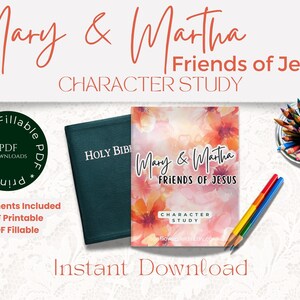 Character Study of Mary & Martha -printable and Fillable PDF Journal ...