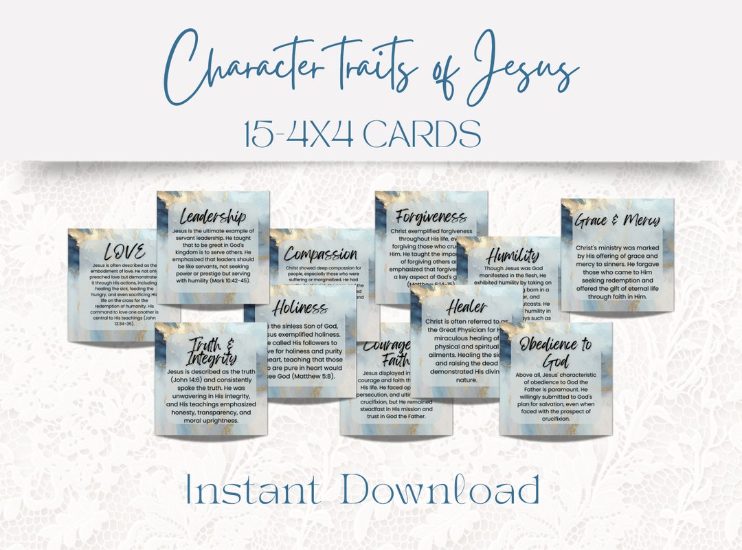 Jesus' Character Traits Printable 4x4 Cards to Study the ...