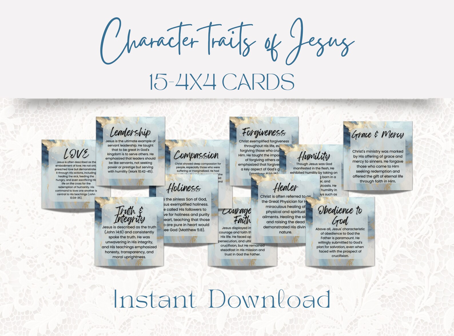 Jesus' Character Traits Printable 4x4 Cards to Study the ...