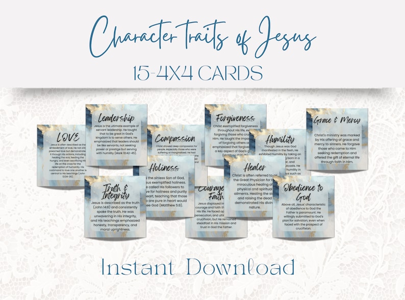Jesus' Character Traits Printable 4x4 Cards to Study the ...