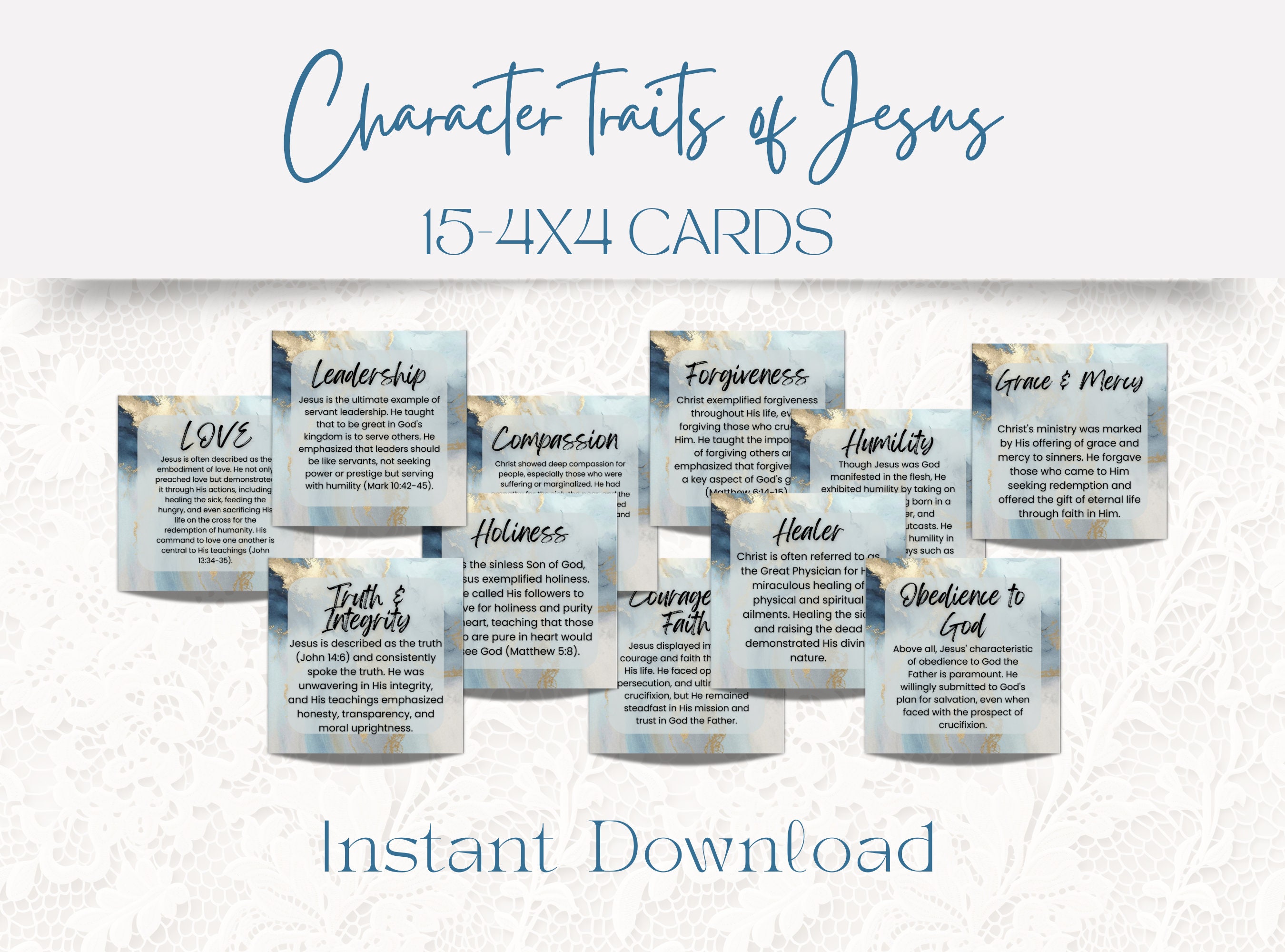 Jesus' Character Traits Printable 4x4 Cards to Study the ...