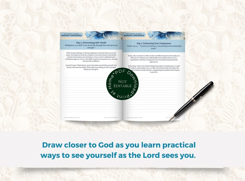 Teen Self-esteem Printable and Fillable PDF 5 Day Mini-devotional ...