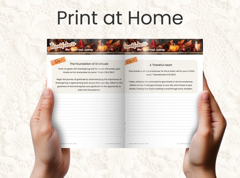Thankfulness Printable and Fillable PDF Mini Devotional Journal, 10 ...