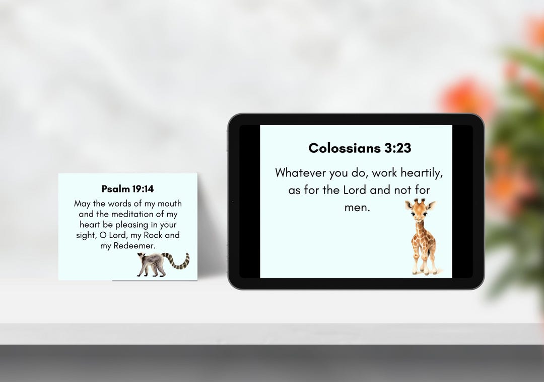 60 Adorable 5x4 Scripture Verse Cards With Cute Animal Designs ...