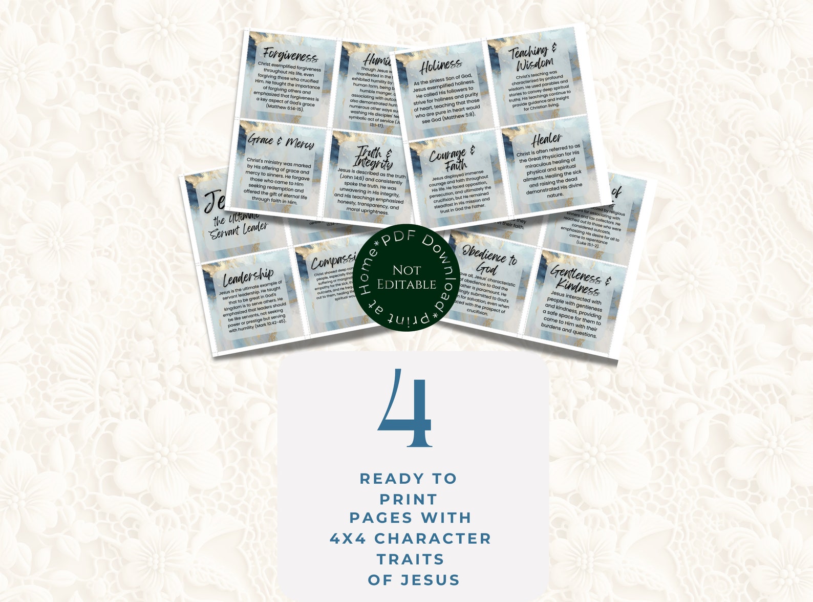 Jesus' Character Traits Printable 4x4 Cards to Study the ...