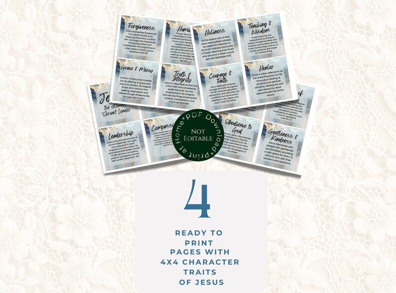 Jesus' Character Traits Printable 4x4 Cards to Study the ...