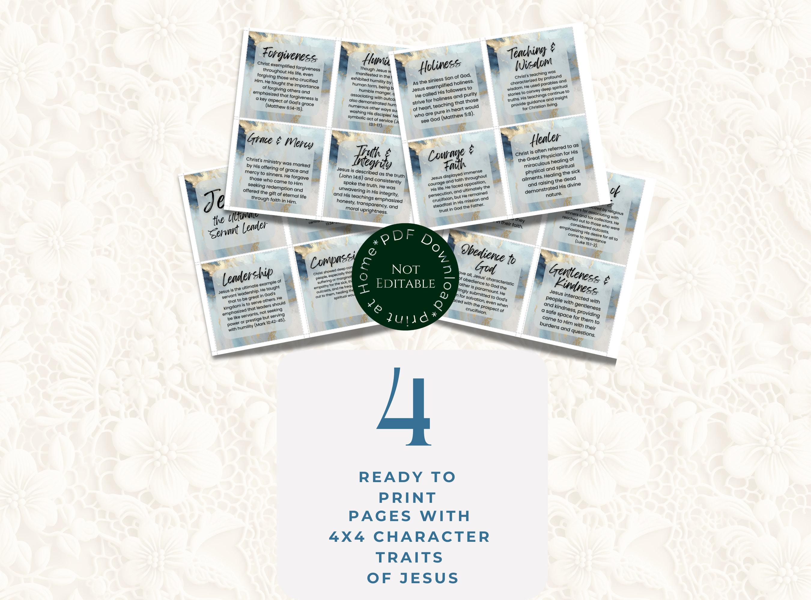 Jesus' Character Traits Printable 4x4 Cards to Study the ...
